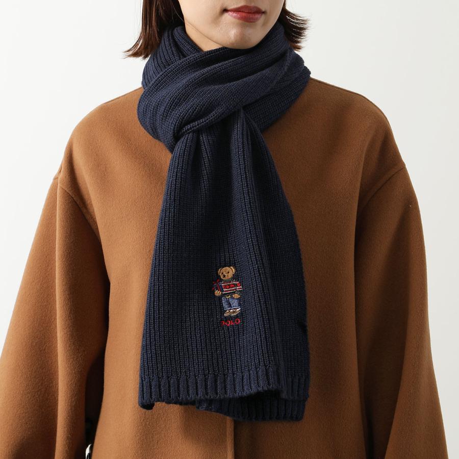 POLO RALPH LAUREN Polo Ralph Lauren ポロ ラルフローレン マフラー PC1181 メンズ ウールブレンド テディベア ロゴ 刺繍 リブ編み カラー3色 ...