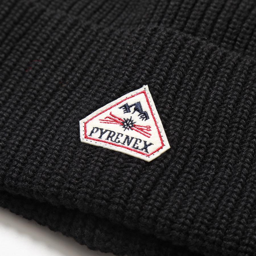 PYRENEX ピレネックス ニット帽 GOMMA HUU011 メンズ リブ ニットキャップ ビーニー 帽子 ロゴ刺繍パッチ BLACK ...