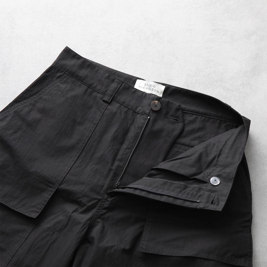STUDIO NICHOLSON スタジオニコルソン ワイドパンツ HOWSE SNM 1141 メンズ ボトムス カーゴポケット BLACK ...