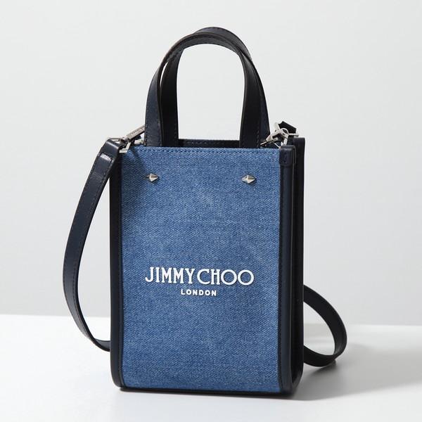 Jimmy Choo ジミーチュウ ショルダーバッグ MINI N/S TOTE LYF レディース ハンドバッグ デニム レザー ロゴ スタッズ 鞄 DENIM/NAVY/WHITE ...