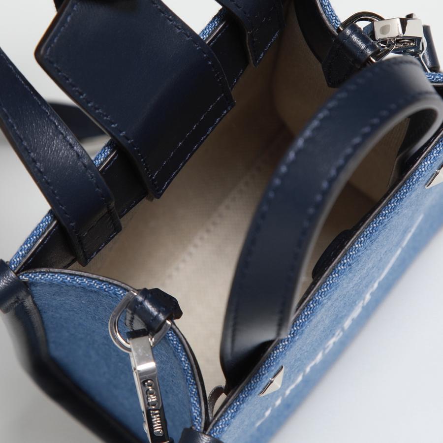 Jimmy Choo ジミーチュウ ショルダーバッグ MINI N/S TOTE LYF レディース ハンドバッグ デニム レザー ロゴ スタッズ 鞄 DENIM/NAVY/WHITE ...
