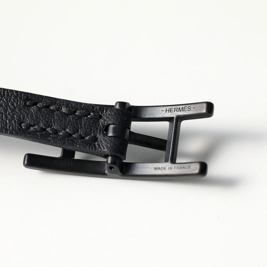 HERMES エルメス ブレスレット BEHAPI DOUBLE TOUR ビーアピ ドゥブルトゥール 010700CH レザー ダブルラップ Hメタル ブラック×ブラック ...