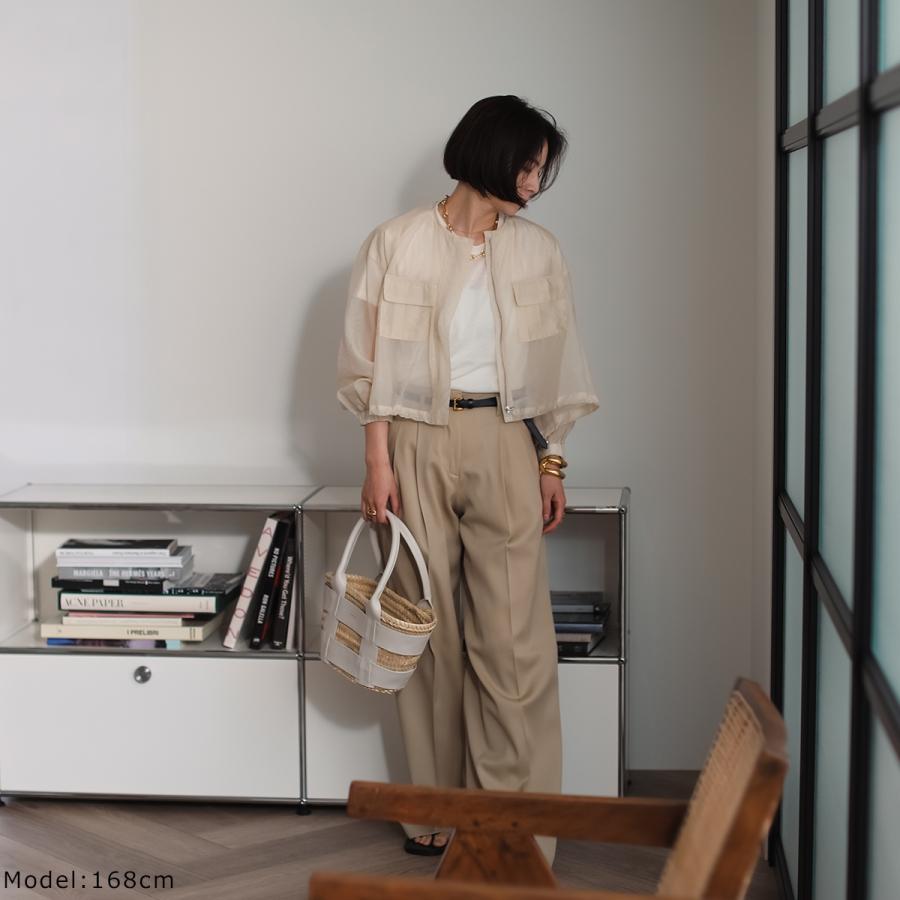 anana アナナ ジャケット a51 010 レディース シアー ブラウス ブルゾン 長袖 ノーカラー ショート丈 胸ポケット カラー3色 : インポートセレクトmusee - 通販 ...