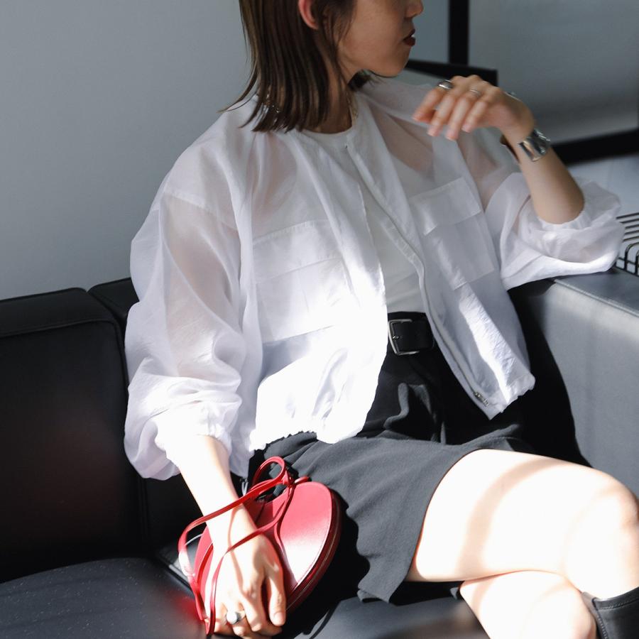 anana アナナ ジャケット a51 010 レディース シアー ブラウス ブルゾン 長袖 ノーカラー ショート丈 胸ポケット カラー3色 : インポートセレクトmusee - 通販 ...