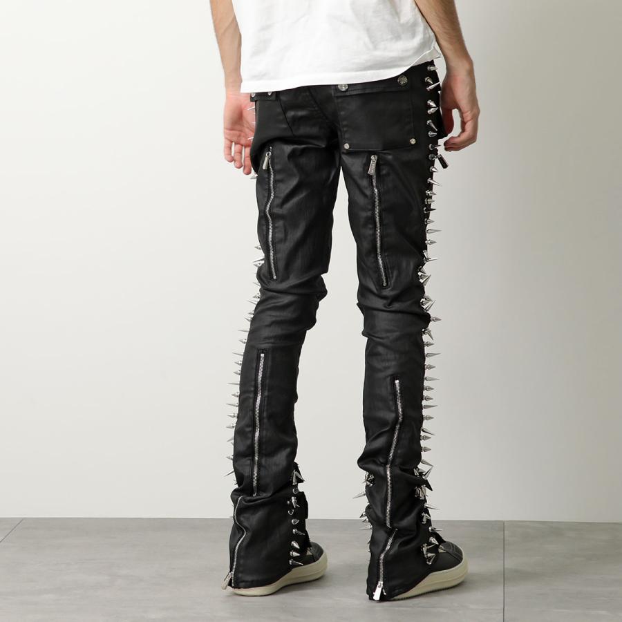 GUAPI グアピ ジーンズ OBSIDIAN BLACK WAXED SPIKES DENIM 009OBWSD メンズ デニムパンツ ジーパン Gパン フレア スタッズ メタル ロゴ ...