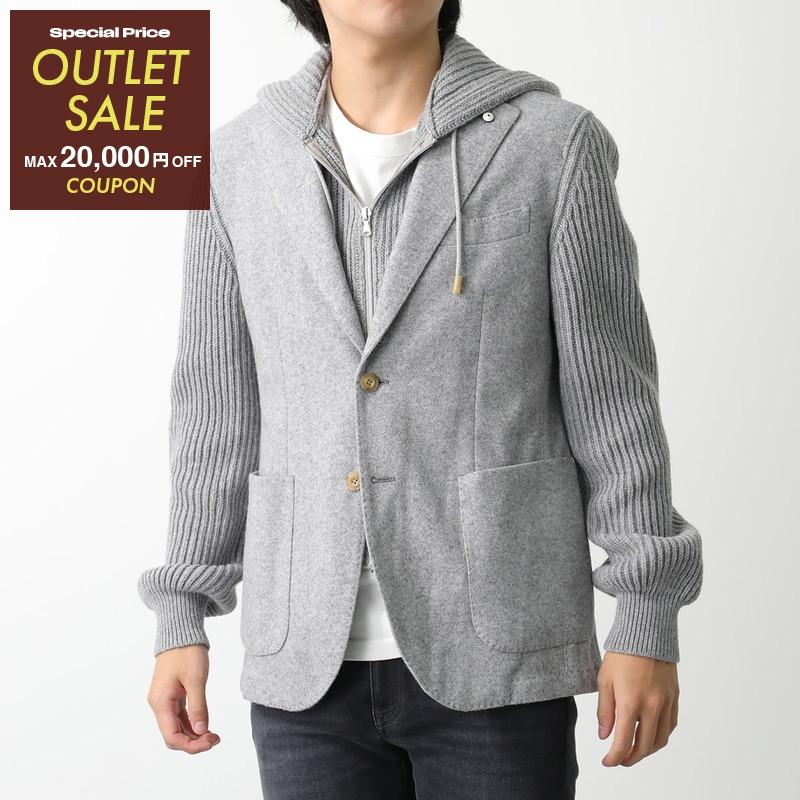 L.B.M.1911 エルビーエム1911 ジャケット 2826 メンズ メランジジャージー シングルブレスト フード リブ編み ブレザー 35700/2 : 361003017 ...