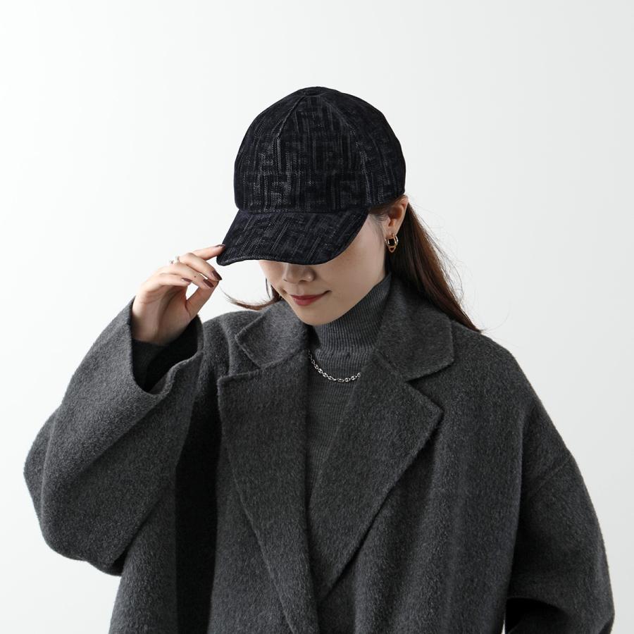 FENDI フェンディ ベースボールキャップ FXQ768 APVB レディース FFロゴ ズッカ柄 フロック加工 帽子 F1Q34/BLUE ...