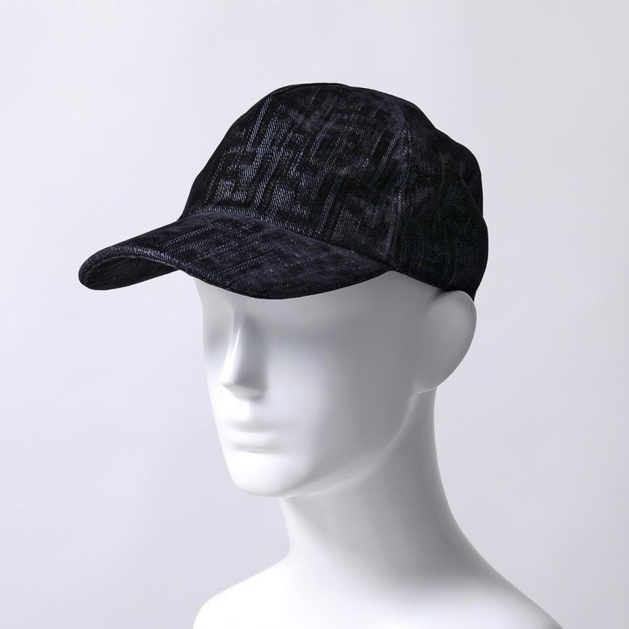 FENDI フェンディ ベースボールキャップ FXQ768 APVB レディース FFロゴ ズッカ柄 フロック加工 帽子 F1Q34/BLUE ...