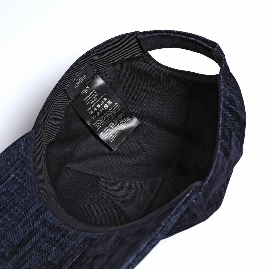 FENDI フェンディ ベースボールキャップ FXQ768 APVB レディース FFロゴ ズッカ柄 フロック加工 帽子 F1Q34/BLUE ...
