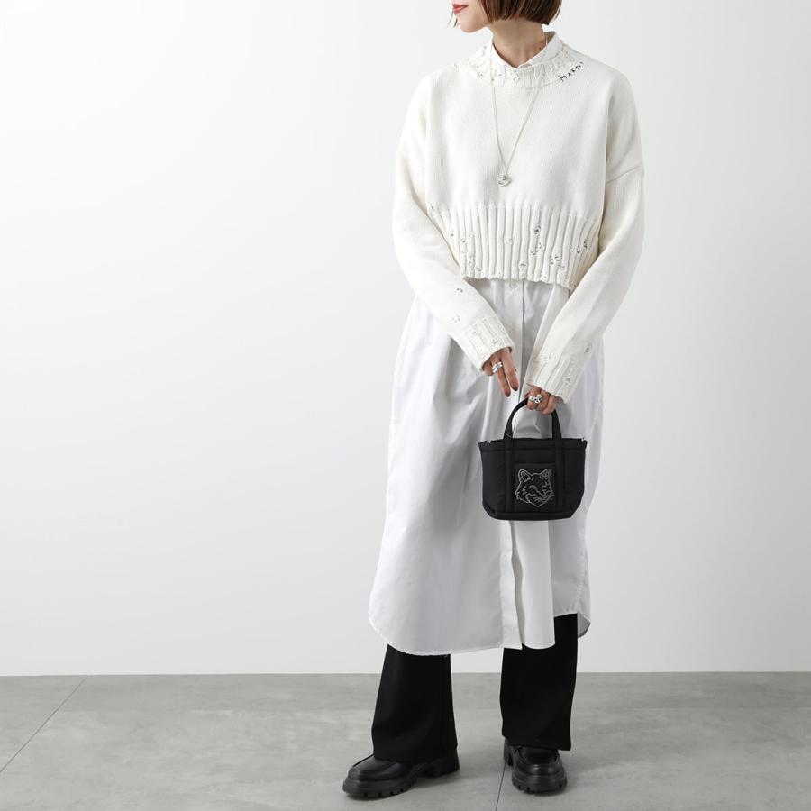 MAISON KITSUNE メゾンキツネ ショルダーバッグ NW05115WQ4035 レディース フォックスヘッド パファー ミニ トート ロゴ 刺繍 鞄 P199/BLACK ...