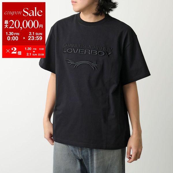 CHARLES JEFFREY LOVERBOY チャールズジェフリーラバーボーイ Tシャツ 54100501 メンズ 半袖 カットソー クルーネック ロゴ 刺繍 BLACK : インポート ...