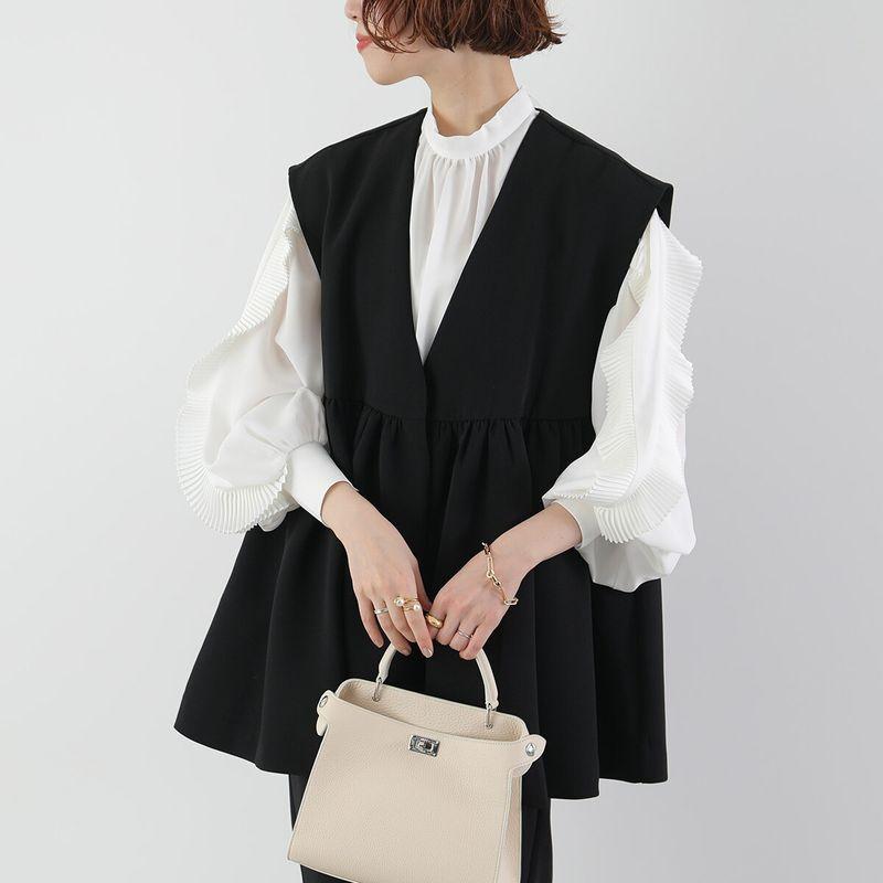 anana アナナ ベスト a69-000 レディース Vネック ギャザー ペプラム ノースリーブ ジレ BLK : インポートセレクトmusee - 通販 - Yahoo!ショッピング