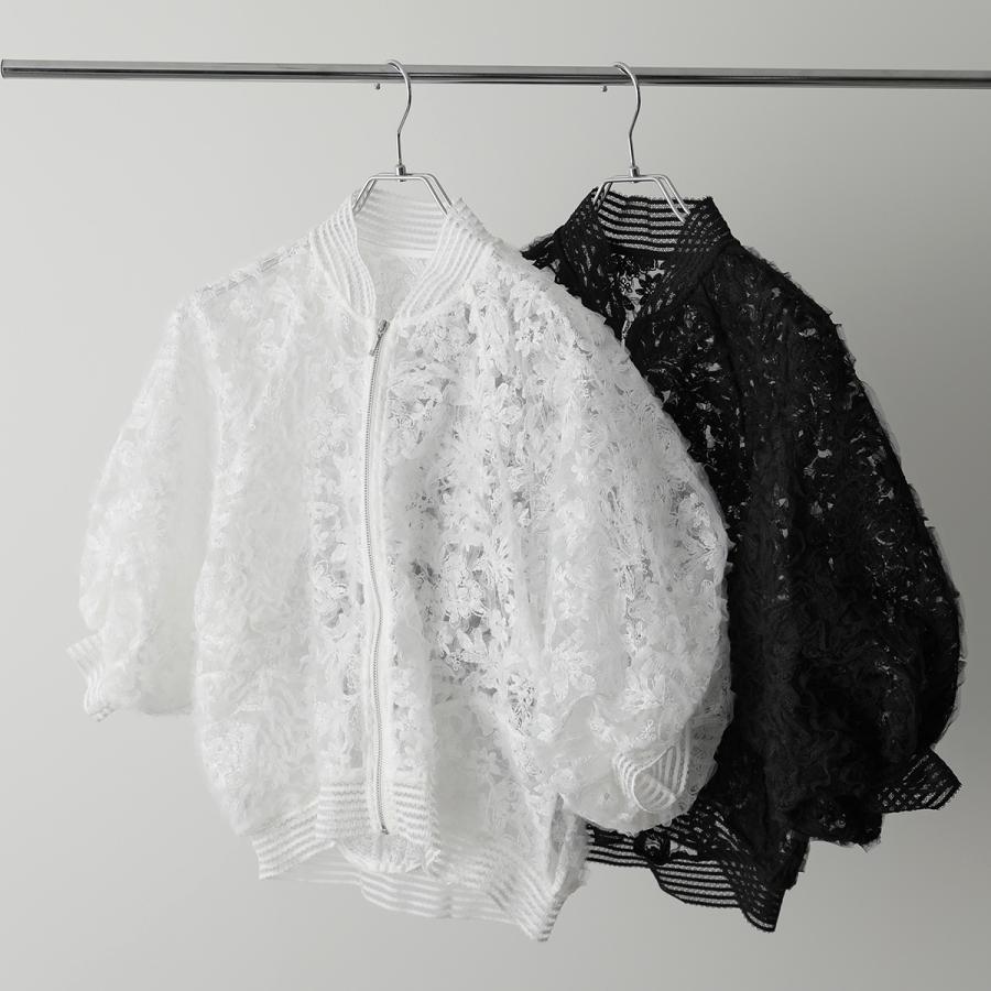 anana アナナ シアー ブルゾン a79-007 3D刺繍 レース 7分袖 レディース フラワー刺繍 チュール ジップアップ カラー2色 : インポートセレクトmusee - 通販 ...
