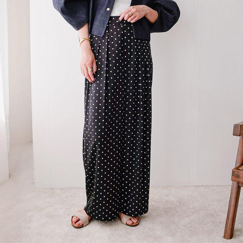 anana アナナ タックパンツ a99-007 レディース ドット柄 ハイウエスト ストレート ワイドパンツ イージーパンツ 水玉 DOTS : インポートセレクトmusee - 通販 ...