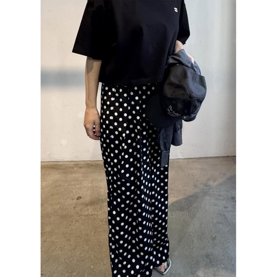 anana アナナ タックパンツ a99-007 レディース ドット柄 ハイウエスト ストレート ワイドパンツ イージーパンツ 水玉 DOTS : インポートセレクトmusee - 通販 ...