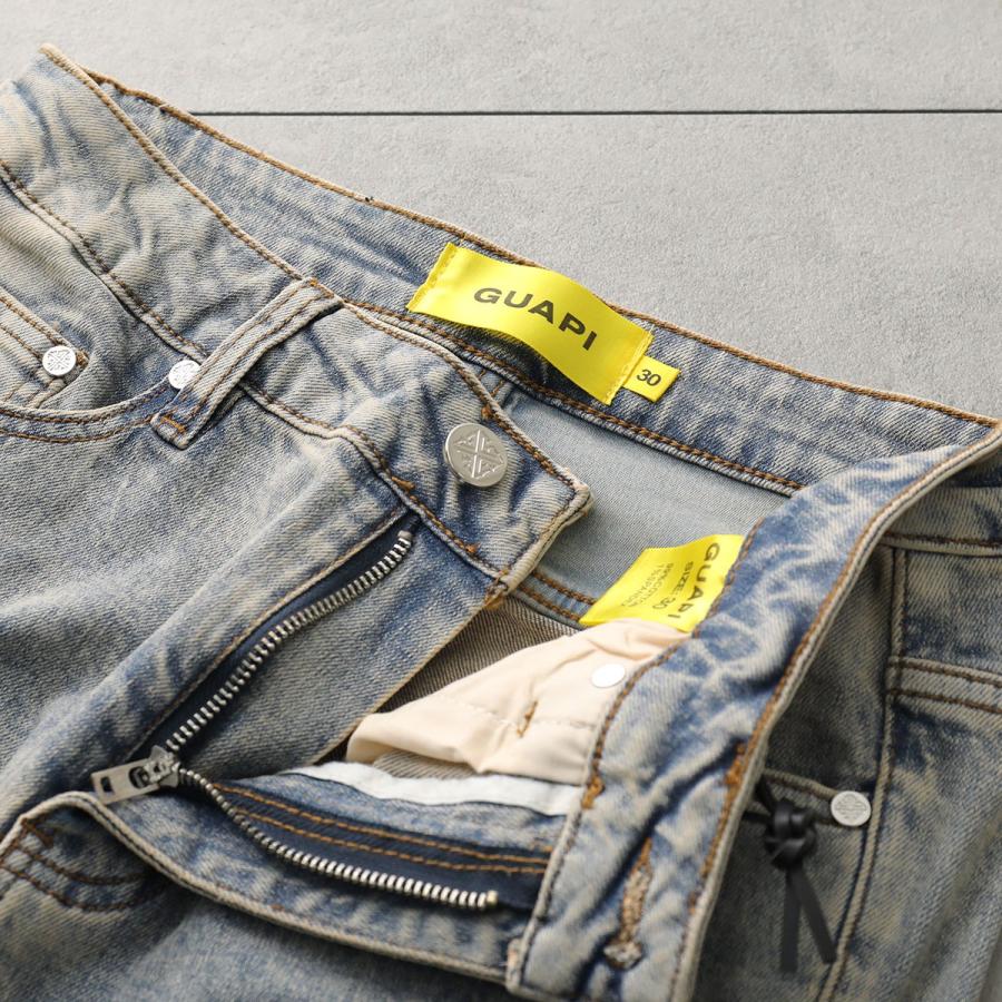 GUAPI グアピ ジーンズ Powder Blue Vintage Stars Denim 518PBVSD メンズ デニムパンツ スター 星 スリムフィット Gパン チェーン付き ライト ...
