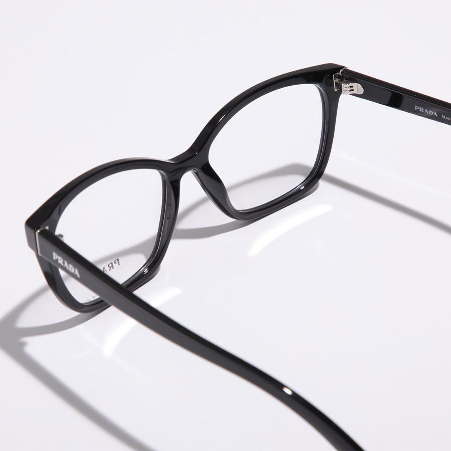 PRADA（プラダ） メガネ VPR 15Z レディース ウェリントン型 セルフレーム フルリム めがね 眼鏡 ロゴ アイウェア 黒縁メガネ ...