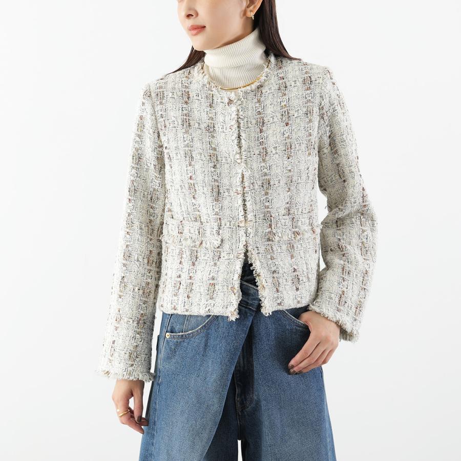 anana アナナ ツイードジャケット a79-032 レディース ウール混 ラメ フリンジ ノーカラー ショート丈 WHT : インポートセレクトmusee - 通販 - Yahoo!ショッピング