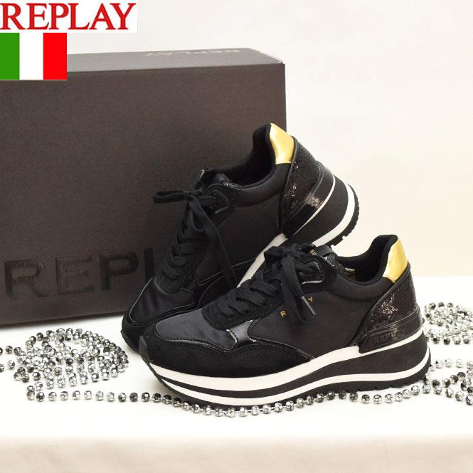 REPLAY 限定クーポン対象 再値下げ SALE セール 30%OFF リプレイ ナイロンスエードスニーカー スパンコール MENNET ...