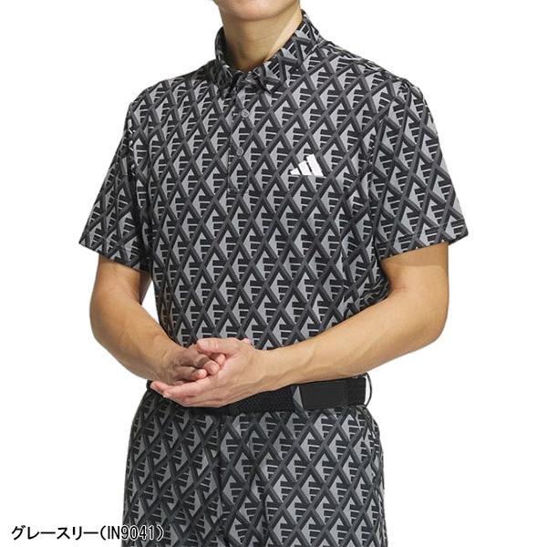アディダス ゴルフ 半袖 ポロシャツ マルチカラードBOSプリントシャツ ボタンダウン メンズ IKK75 IN9039／IN9040 ...