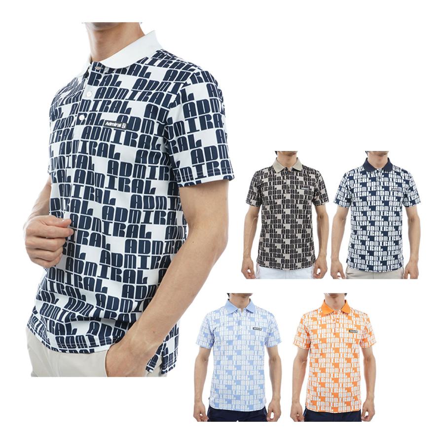 アドミラルゴルフ メンズ ウェア ロゴモノグラム 半袖 ポロシャツ ADMA406 2024年春夏モデル M-XL Admiral（アドミラル） アドミラルゴルフ ロゴモノグラム ポロシャツ