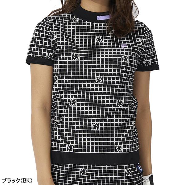 FILA レディース フィラ ゴルフ 半袖 ニットモックネック チェックニットプルオーバー 753-642 セーター ゴルフウェア ...