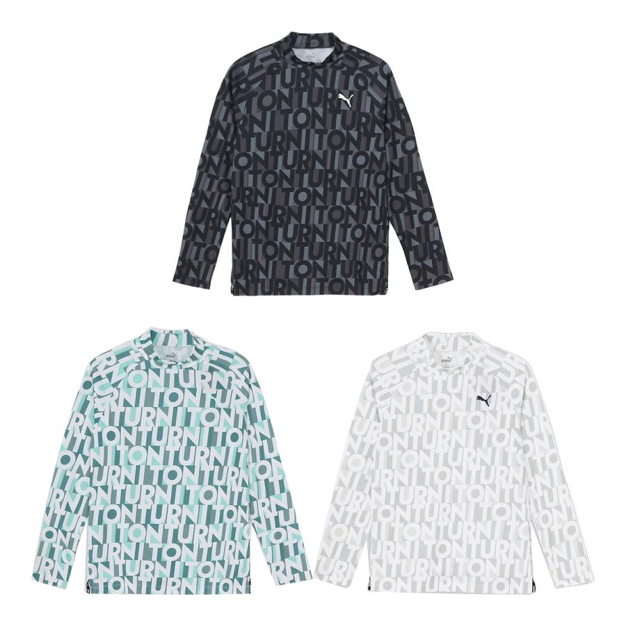 PUMA プーマ ゴルフ 長袖 モックネックシャツ メンズ 624920 ストレッチ AOP スローガン ゴルフウェア 2023年秋冬モデル ...