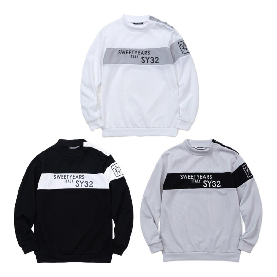 SY32 by SWEET YEARS 長袖 ボタンモックネック RECYCLE PINKARI ジャージ素材 モックネックシャツ メンズ ...