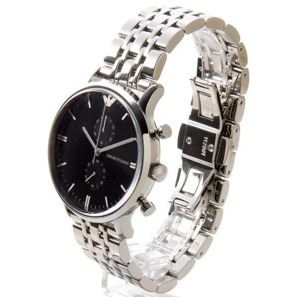 EMPORIO ARMANI エンポリオ アルマーニ 腕時計 クロノグラフ ブラック/シルバーブレス AR0389 メンズ ブランド : s ...
