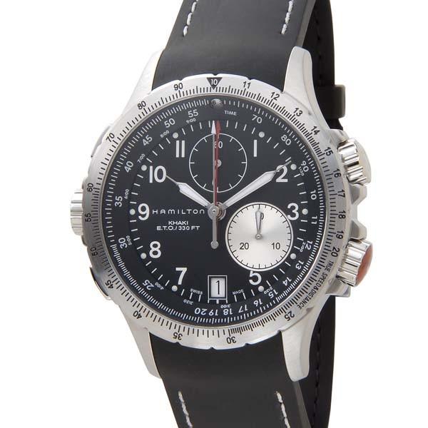 ハミルトン HAMILTON カーキ アビエーション メンズ 腕時計 H77612333 クロノグラフ ブラック :HAM77612333:s ...
