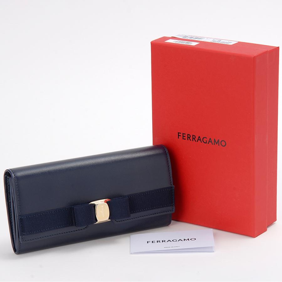 FERRAGAMO Ferragamo フェラガモ 長財布 レディース ネイビー 22 FERRAGAMO Ferragamo フェラガモ 長財布 レディース ネイビー 22