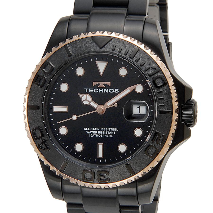 TECHNOS（テクノス） ゴールデンウイークセール T9C29BP 100周年記念モデル ブラック×ピンクゴールド メンズ 腕時計 : s ...