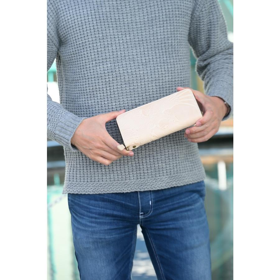 【本革】フェニックス イタリアンレザーエンボス財布 長財布 鳳凰 鳥 天然革 エンボス加工 メンズ 男性 和風 和柄 牛革 ブラック アイボリー ベージュ PE-001 : pe-001 ...