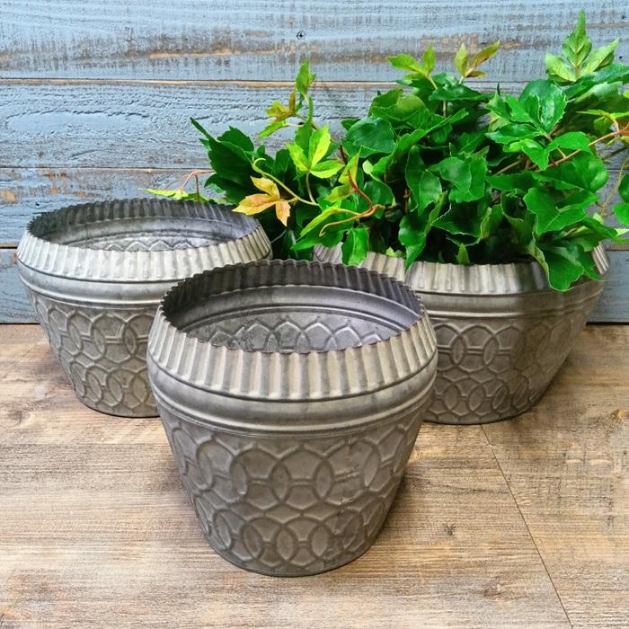 ガーデニング 雑貨 ブリキポット 植木鉢 鉢 鉢カバー プランター ブリキ バケツ アンティーク おしゃれ ラップラウンドポットSET3 CG-BP-01-80 : ガーデニング雑貨 ...