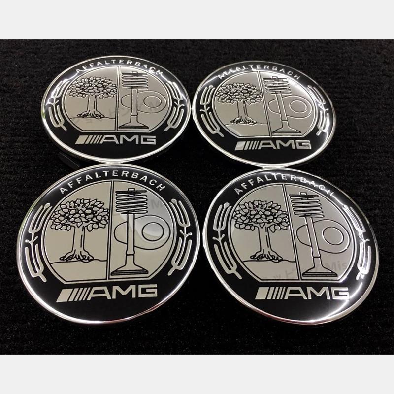 Mercedes-Benz 新品黒&銀4P 75mm メルセデスベンツ センターキャップ AMG DRIVING PERFORMANCE Center Cap A 000 400 31 00 ...