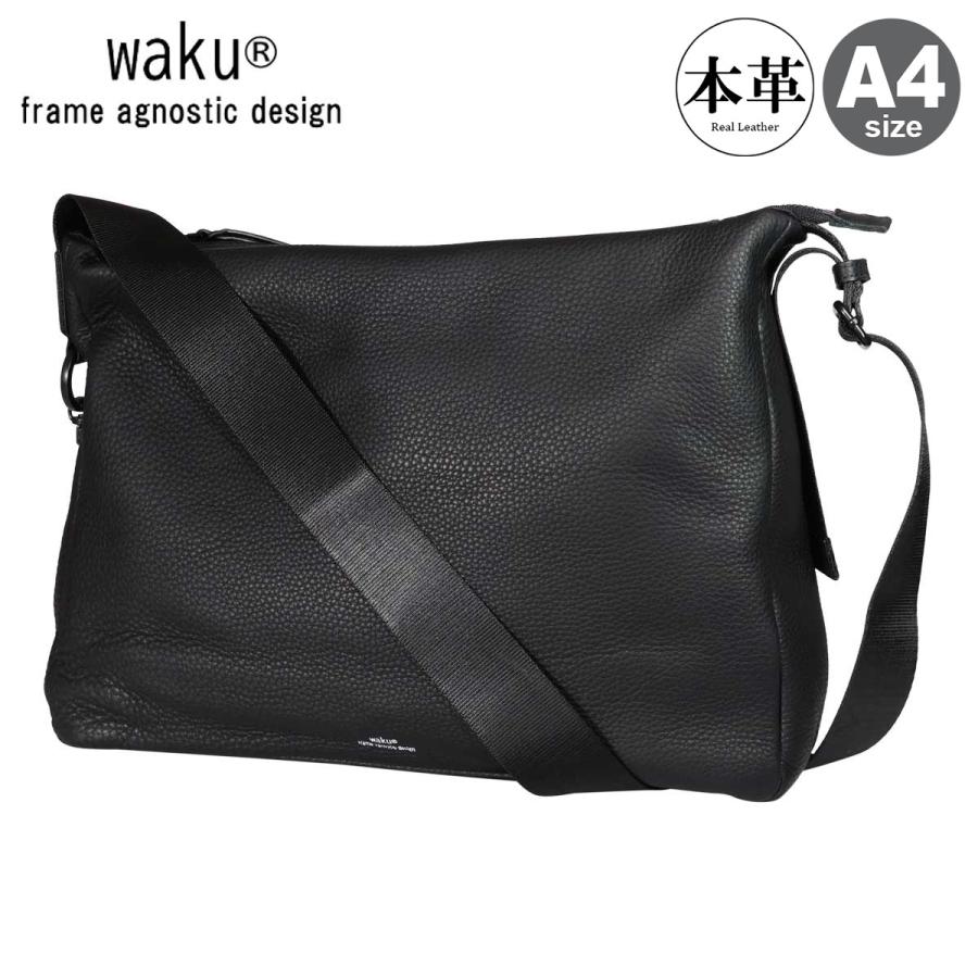 waku ワク ショルダーバッグ A4 カジュアル 横型 大きめ 通学 メンズ WK-0095 軽量 本革 牛革 レザー : サックスバーYahoo!店 - 通販 - Yahoo!ショッピング