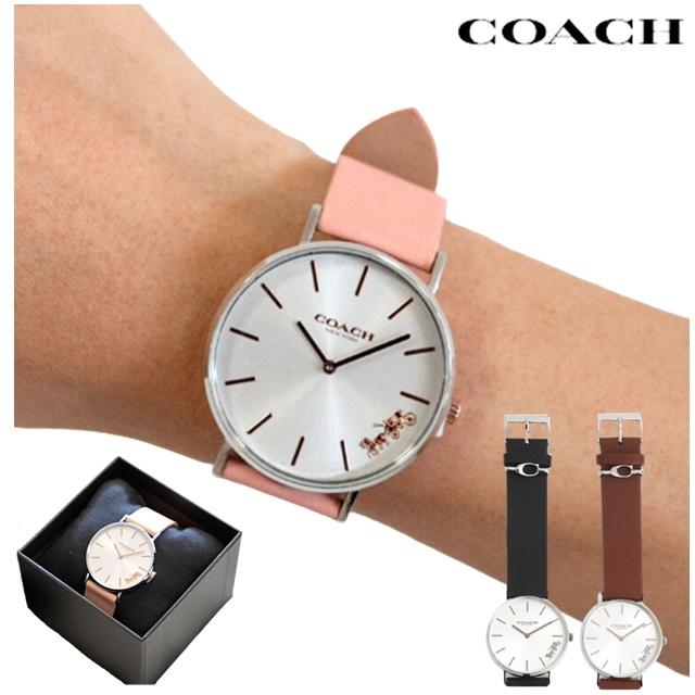 COACH コーチ 時計 36mm レディース コーチ時計 COACH時計 コーチ腕時計 レザーベルト 箱付 ホワイト ブラック グレー ...