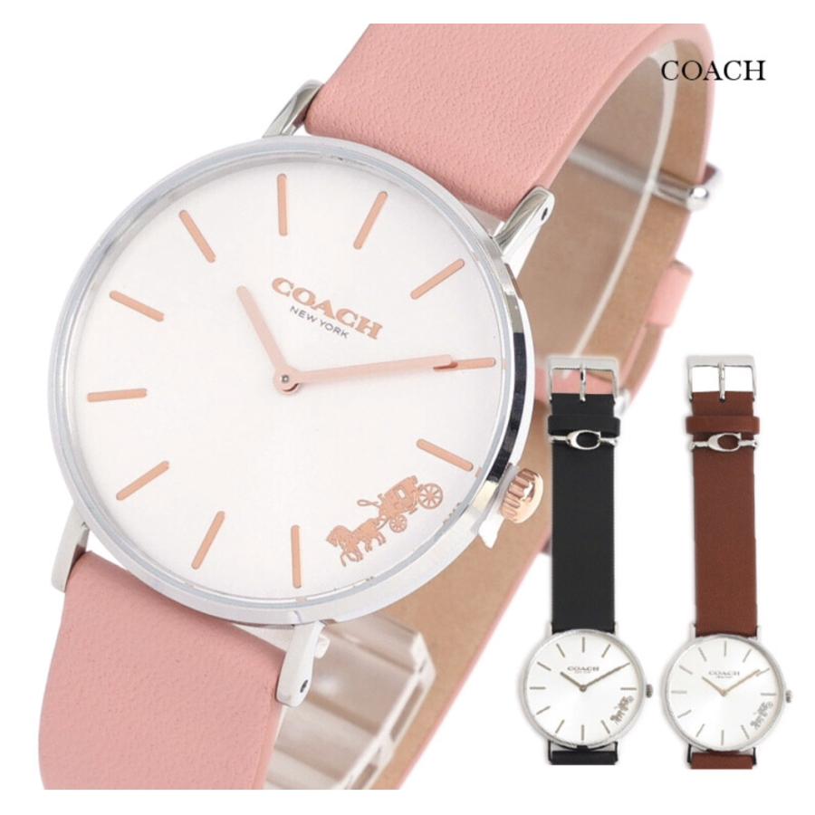 COACH コーチ 時計 36mm レディース コーチ時計 COACH時計 コーチ腕時計 レザーベルト 箱付 ホワイト ブラック グレー ...