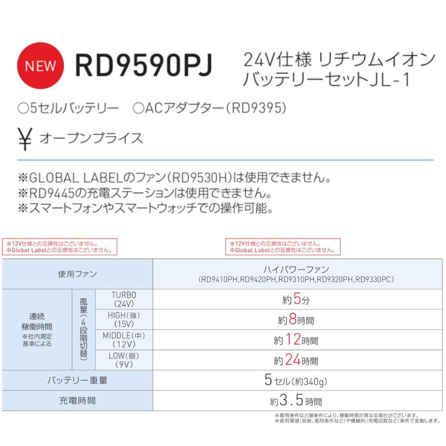 【即日出荷】RD9590PJ 24V仕様リチウムイオンバッテリーセットJL-1 サンエス 2025年新商品 春夏 日本製 SUN-S : 作業着本舗 ヤフー店 - 通販 - Yahoo!ショッピング