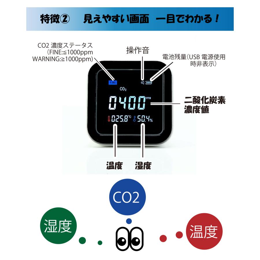 【在庫処分】SaiEL ミニCO2濃度測定器 センサー リアルタイム co2モニター 二酸化炭素 空気汚染測定器 湿度 温度検知 乾電池 USB電源 車搭載 換気対策 店舗 : SaiEL ...