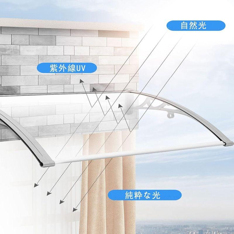 Bunny Ears ひさし屋根 後付け, 玄関 雨よけ 庇 アルミブラケット付き 80x200cm ポリカーボネート ベランダ 遮光 屋根 :20231127234946-02211 ...