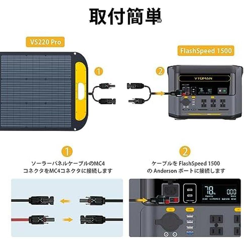 VTOMAN VS220 Pro ソーラーパネル 220W 太陽光パネル 折りたたみ ソーラーチャージャー 高変換効率 単結晶ETFE素材 : 20240107200748-00311 ...