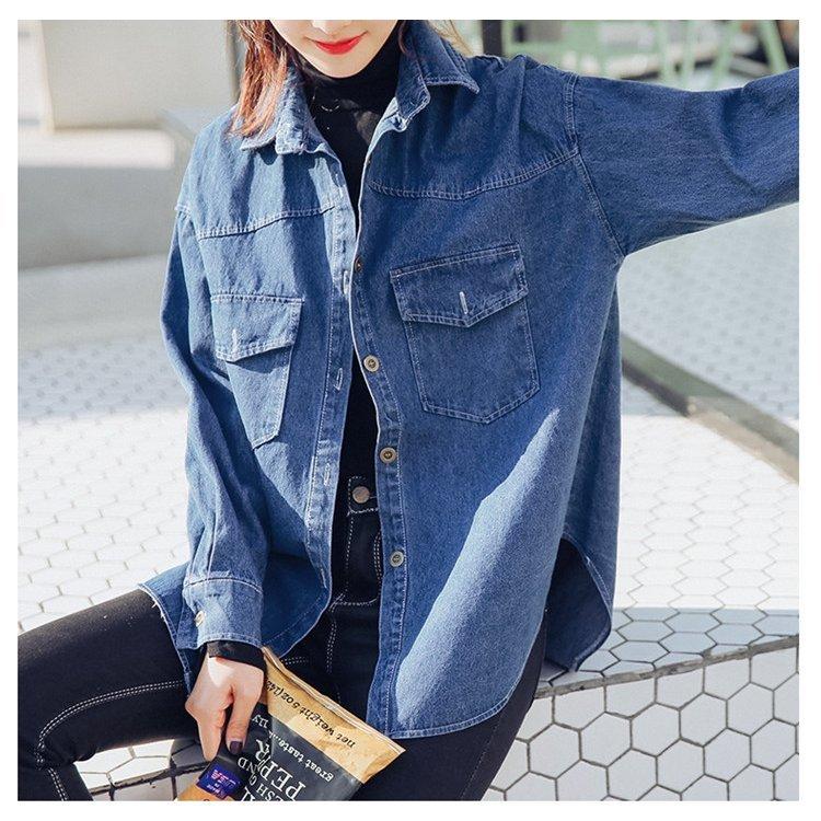 シャツ デニム レディース トップス 長袖 春秋 無地 デニムシャツ カジュアルシャツ デニムブラウス 通勤 OL 30代 40代 大きいサイズ : SAI - 通販 - Yahoo!ショッピング