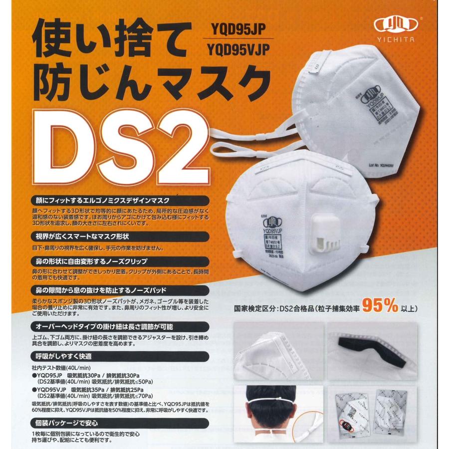 使い捨て防じんマスク DS2 YQD95VJP 排気弁付き 15枚入り×10箱 防塵マスク : 埼玉溶材(SAITAMA YOZAI) - 通販 - Yahoo!ショッピング