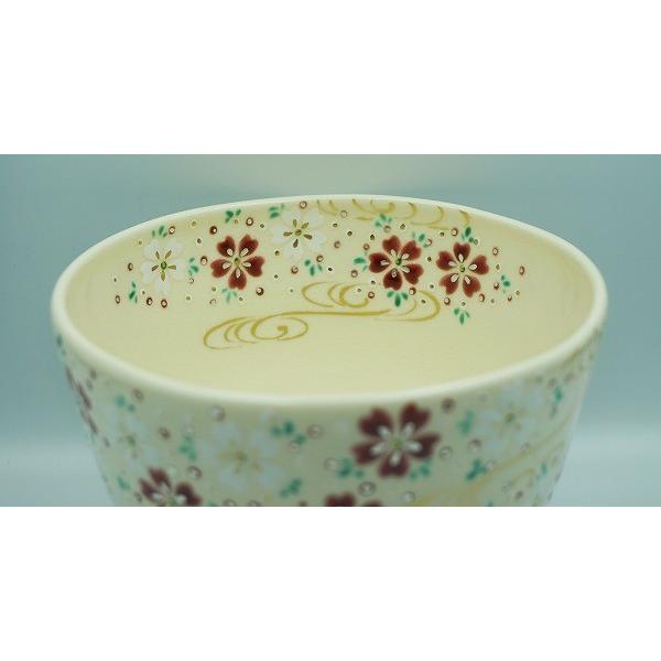 茶道具 茶碗 茶碗 色絵 流水に桜 福本未来 桐箱 : 新古茶道具 茶道具 茶碗 茶碗 色絵 流水に桜 福本未来 桐箱 : 新古茶道具
