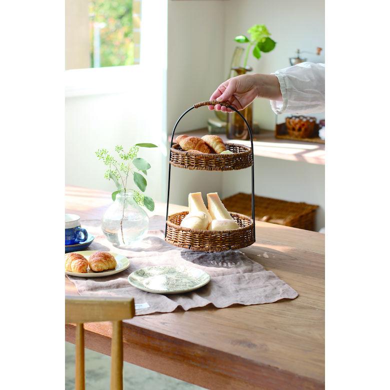 ブランド登録なし ユティル 洗えるPPラタン2段アイアンラウンドラック UTILE クレエ Creer ラック 2段 卓上ラック ディスプレイ キッチン収納 テーブル 収納ラック ケーキ ...