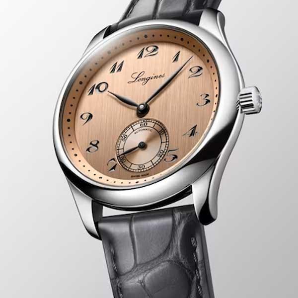マスターコレクション 新作 LONGINES ロンジン マスターコレクション 腕時計 自動巻き スモールセコンド サーモンカラー文字盤 革 ...