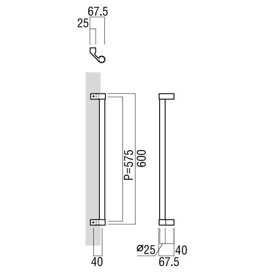 ユニオン(DIY) ユニオンドアハンドル 押し棒タイプ 品番：T2600-31-708-L600 (直送品、扉厚：33~44mm,ご指示下さい。) : 佐勘金物店ヤフー店 - 通販 ...
