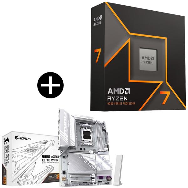 AMD Ryzen 7 9700X W/O Cooler WOF (8C/16T、3.8GHz、65W) CPU + GIGABYTE ...