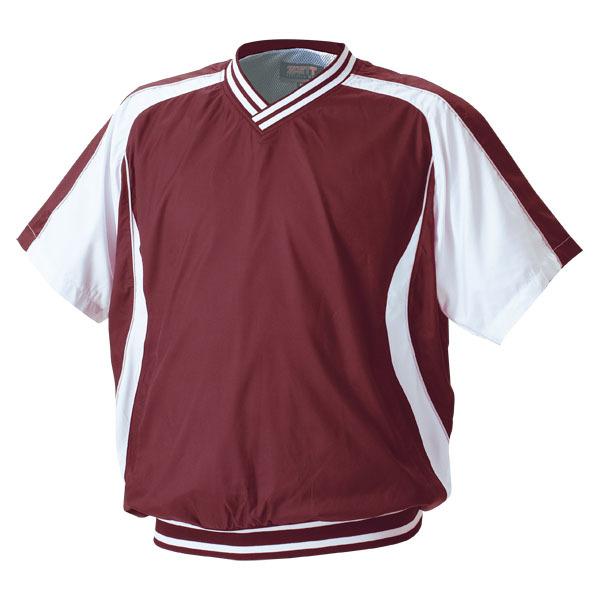 ゼット ZETT BOV300H-6811 半袖Vネックジャンパー 【Lサイズ】 （エンジ×ホワイト） ゼット（ZETT） 野球ウエア 半袖Vネックジャンパー エンジ×ホワイト S